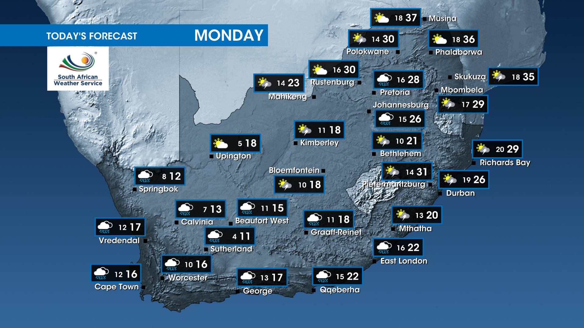 Cape Town Weather Map